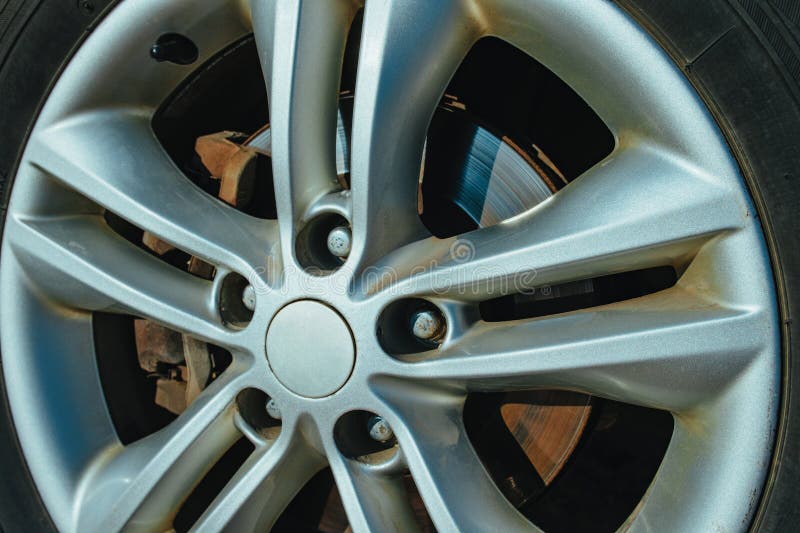 Car Wheel with Brake Disk Close-up Stock Photo - Image of transport ...