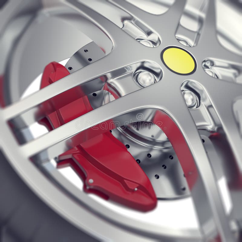 Car Wheel Close-up View with Focus Effect. 3d Illustration Stock ...