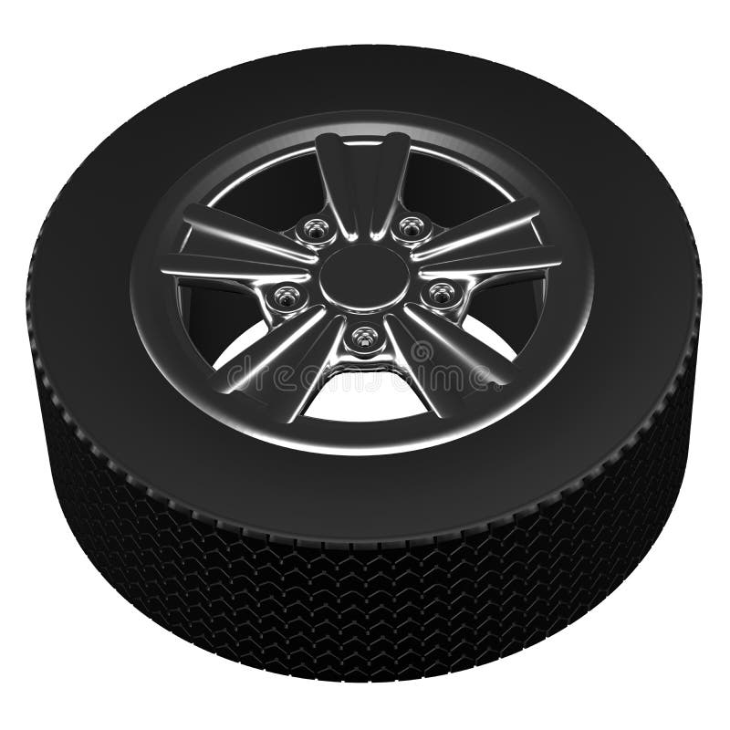 Car wheel. 3D rendering. stock illustration. Illustration of icon ...