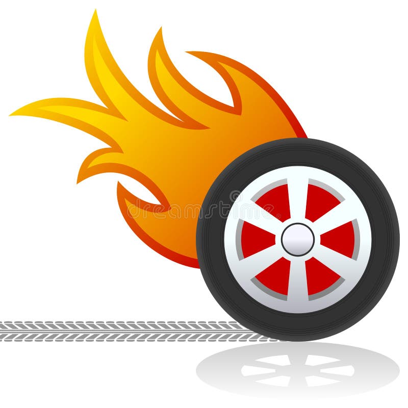 Car Wheel with Flames Logo stock vector. Illustration of clip - 22961885