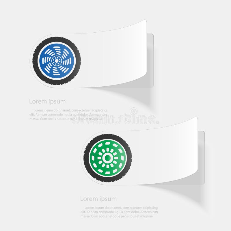 Car Wheel. Flat Sticker with Shadow on White Background Stock Vector ...