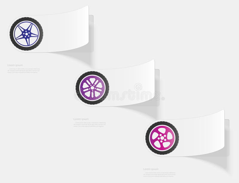 Car Wheel. Flat Sticker with Shadow on White Background Stock Vector ...