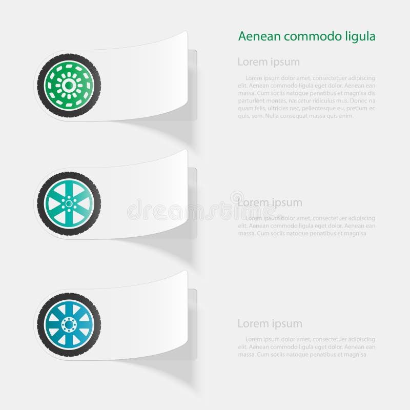Car Wheel Flat Icons With Of Shadow. Vector Illustration Stock Vector ...