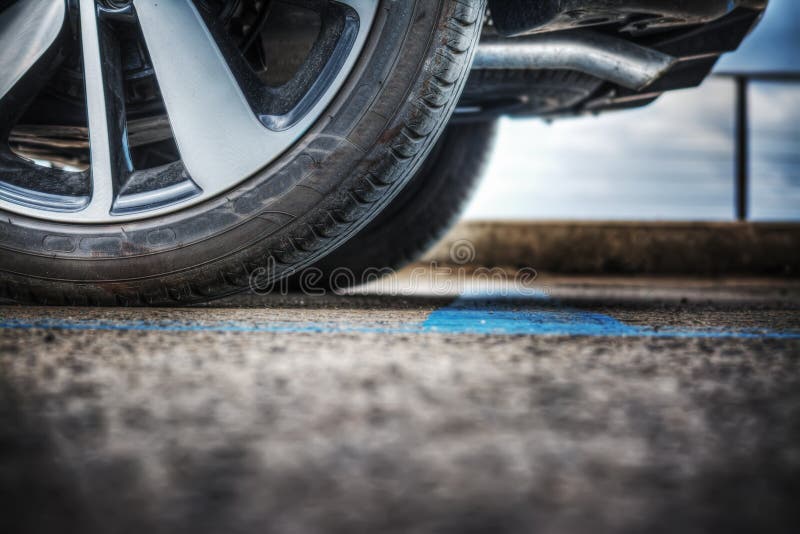 Car wheel on the ground stock photo. Image of street - 63614408
