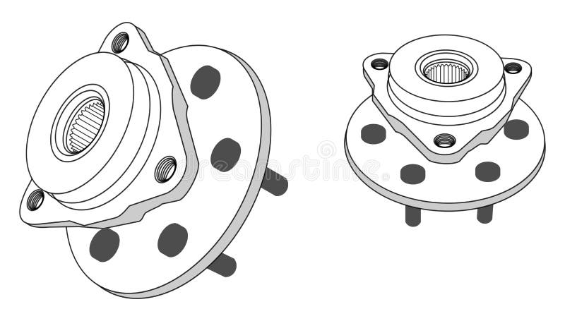 Car Wheel Hubs on White Background, Vector Line Stock Vector ...