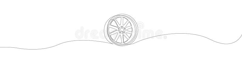Car Wheel Icon Line Continuous Drawing Vector. One Line Car Wheel Icon ...