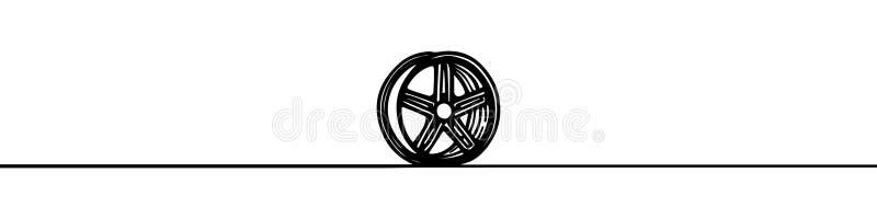 Car Wheel Icon Line Continuous Drawing Vector. One Line Car Wheel Icon ...