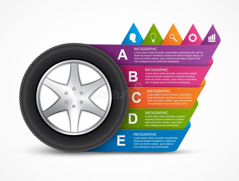 Car Wheel Infographic Design Template. Stock Vector - Illustration of ...