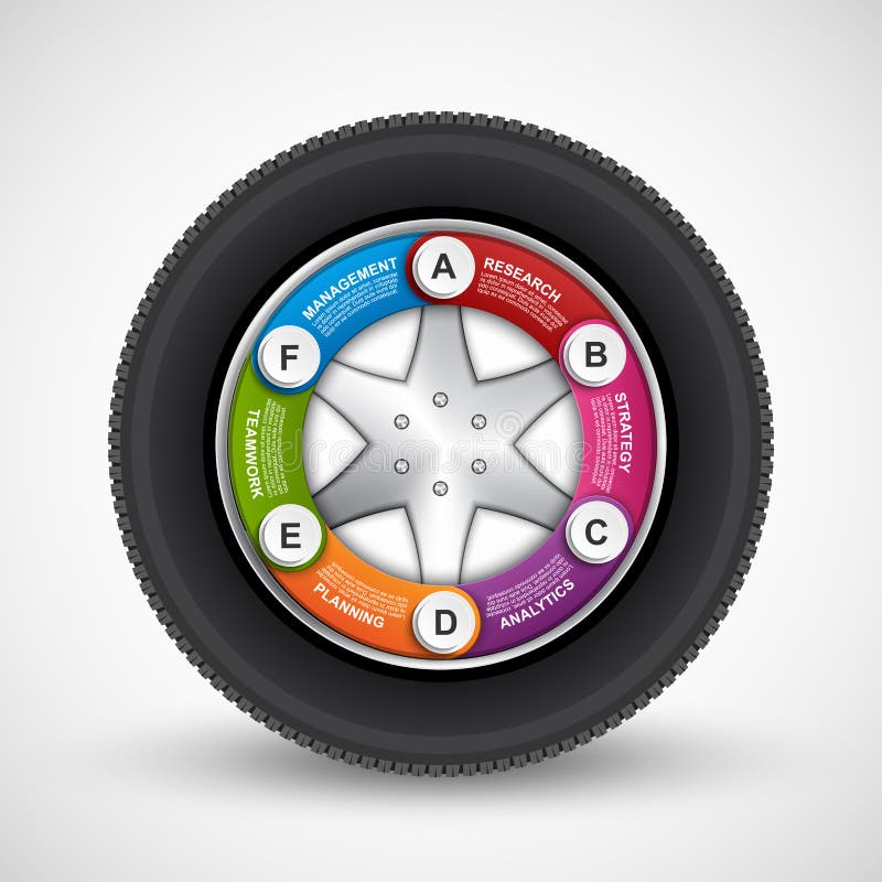 Car Wheel Infographic Design Template. Stock Vector - Illustration of ...