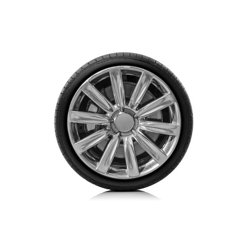 Car Wheel on White Background. Stock Image - Image of service, tread ...