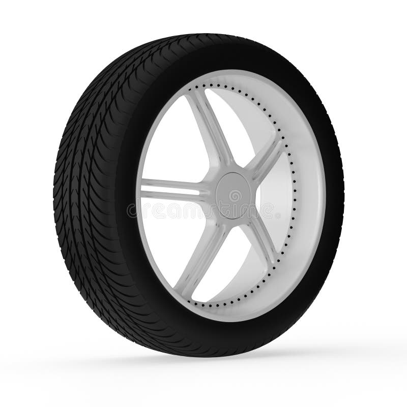 Car Wheel Isolated on White Background. Stock Image - Illustration of ...
