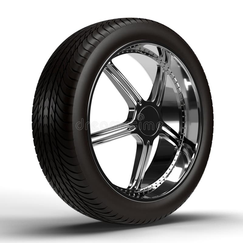 Car Wheel Isolated on White Background. Stock Photo - Illustration of ...