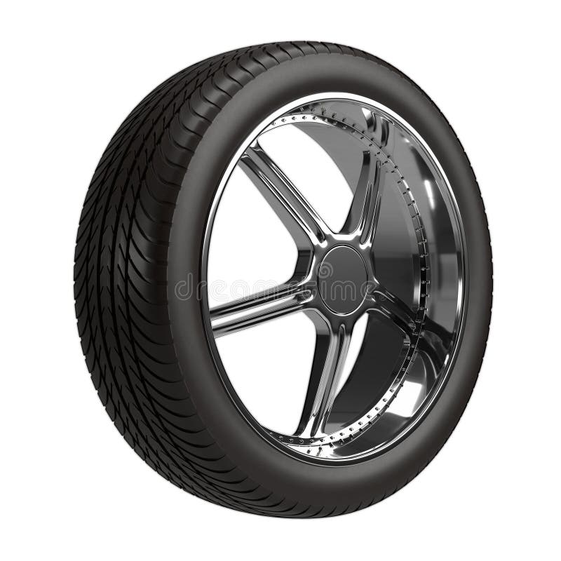 Car Wheel Isolated on White Background. Stock Image - Illustration of ...