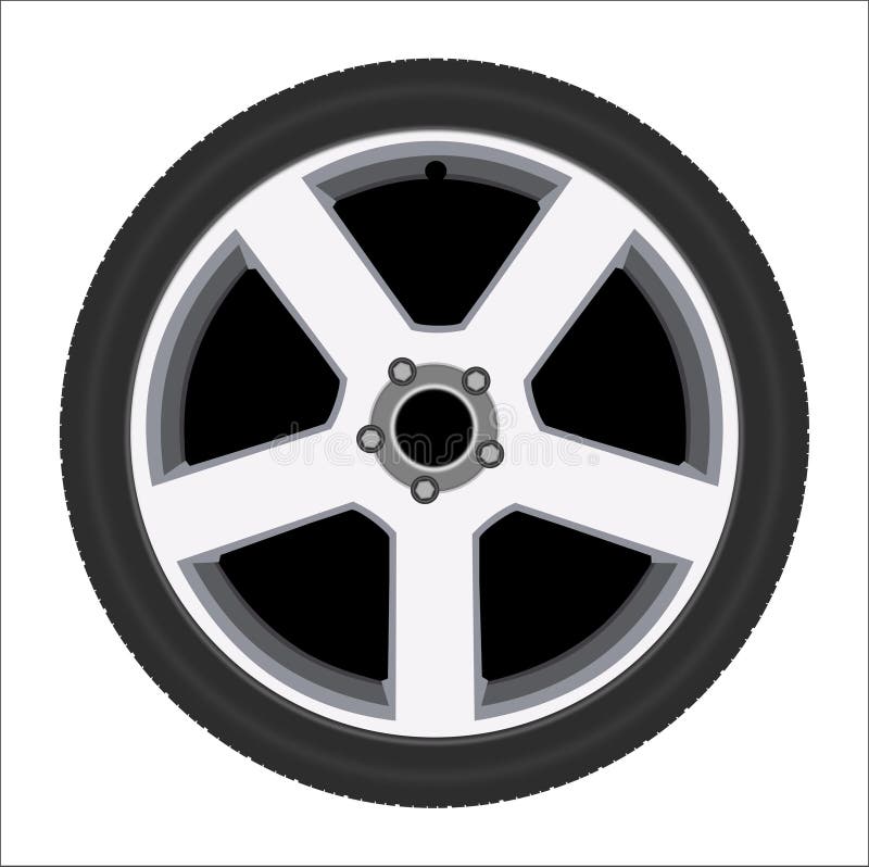 Car Wheel with Low Profile Tire, Rim, Vector Illustration Stock Vector ...