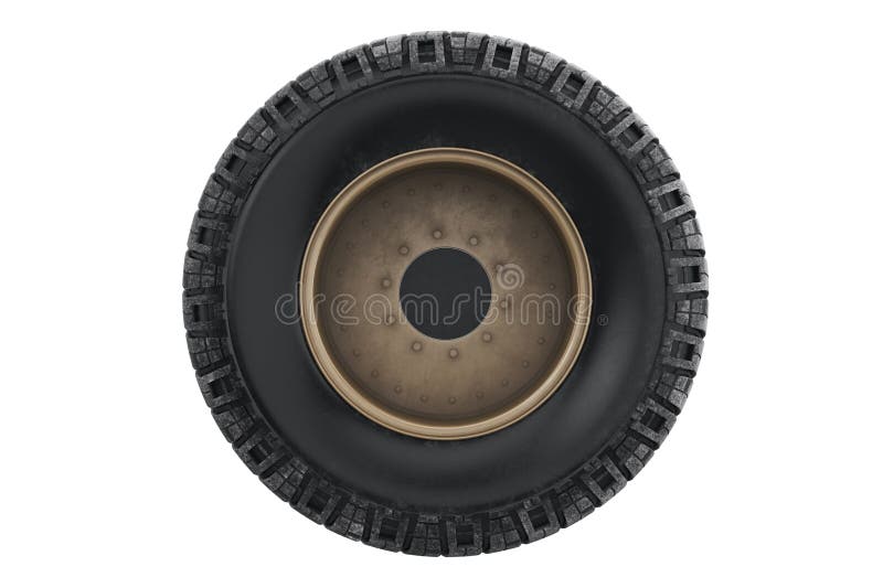 Car Wheel Military, Back View Stock Illustration - Illustration of dirt ...