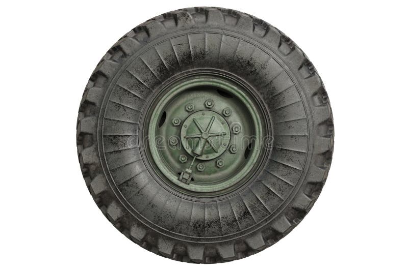 Car Wheel Military Green, Side View Stock Illustration - Illustration ...