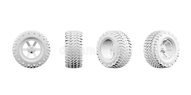 Car Wheel Mockup Isolated on a White Background Stock Illustration ...