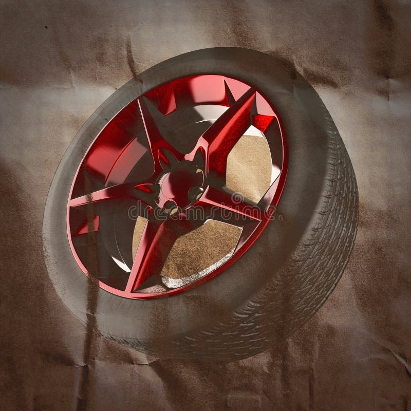 Car wheel painted on paper stock illustration. Illustration of repair ...