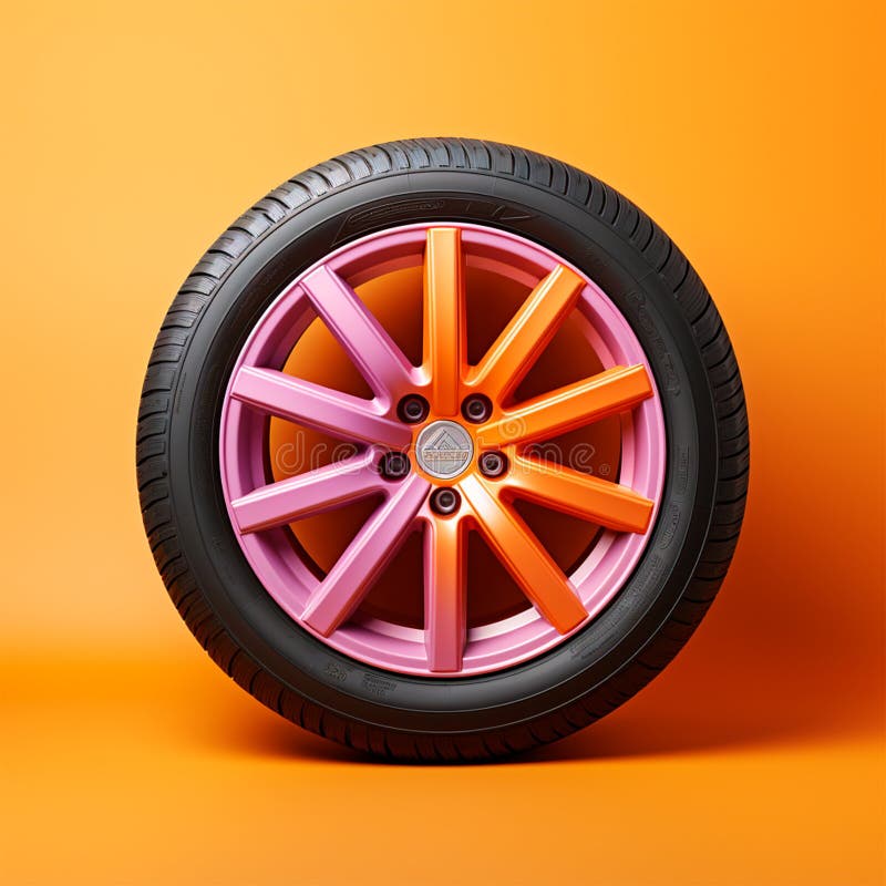Car Wheel, Pastel Background - AI Generated Image Stock Illustration ...