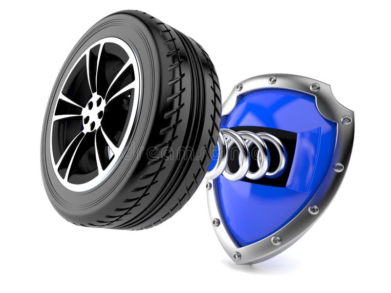 Car Wheel with Protective Shield Stock Illustration - Illustration of ...