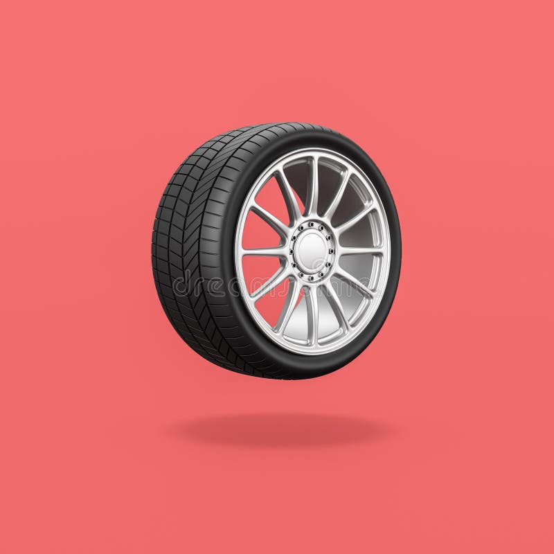 Car Wheel On Red Background Stock Illustration - Illustration of shadow ...
