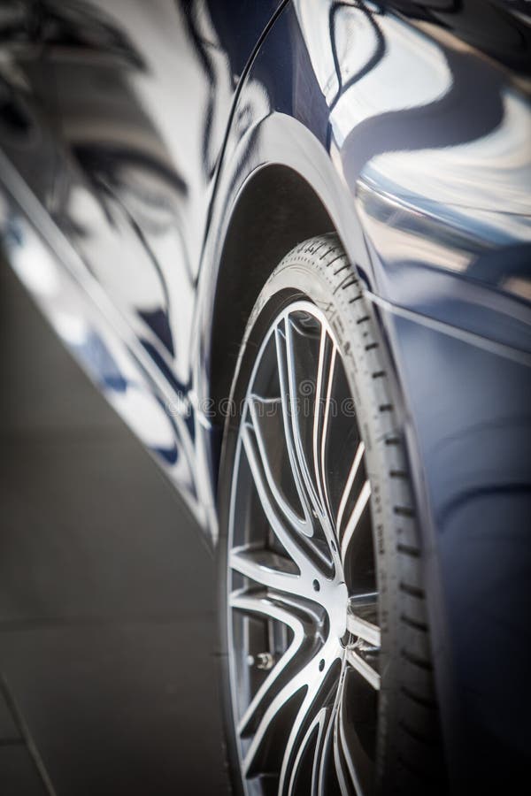 Car wheel with shiny rim stock image. Image of vehicle - 154405735