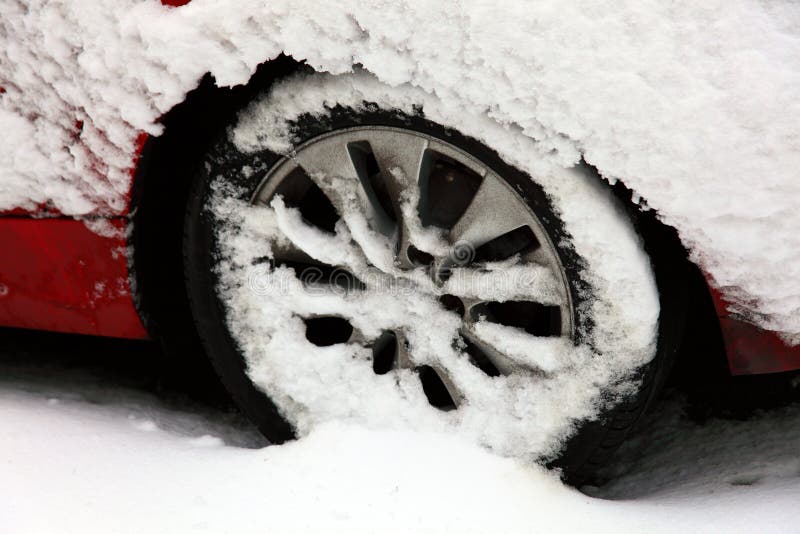 Car Wheel in a Snow Blizzard Stock Image - Image of town, horizontal ...