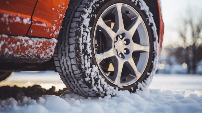 Car Wheel in the Snow. Driving in Winter Concept, Ai Generated Stock ...
