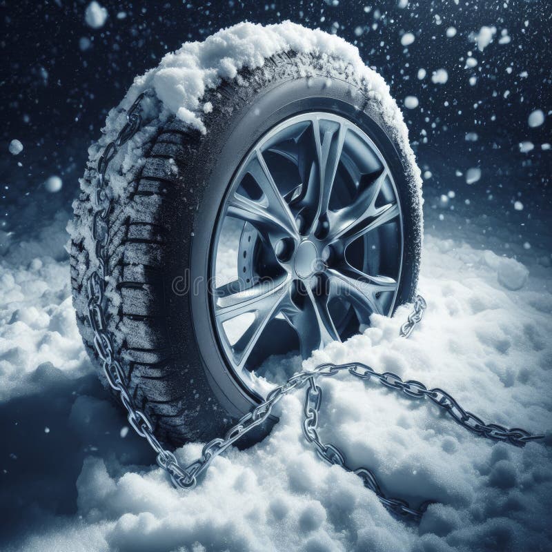Car Wheel Stuck in the Snow. Ai Generative Stock Illustration ...