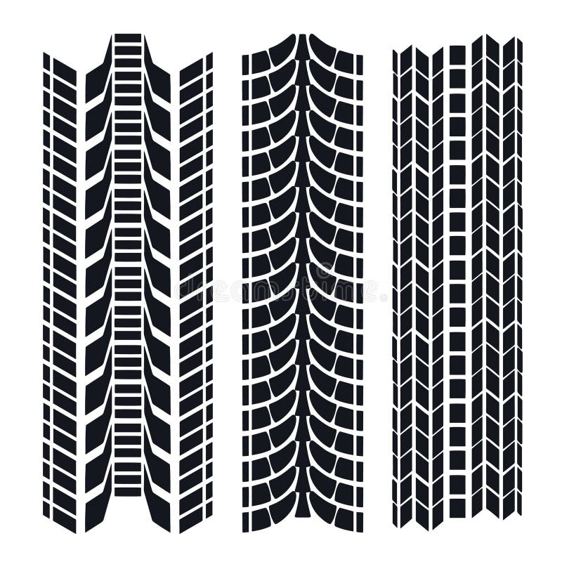 Car Wheel Tracks Set Emblems Stock Vector - Illustration of wheel ...