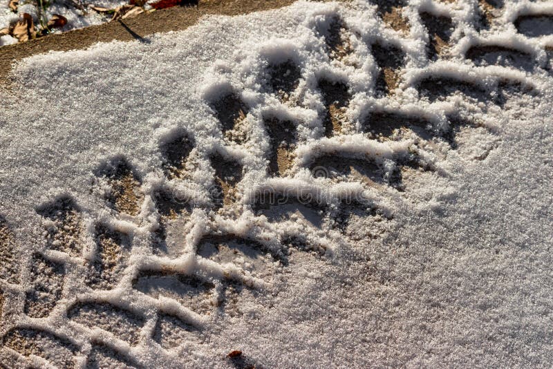 Car Wheel Tread Marks on Snow Stock Photo - Image of path, print: 204536628