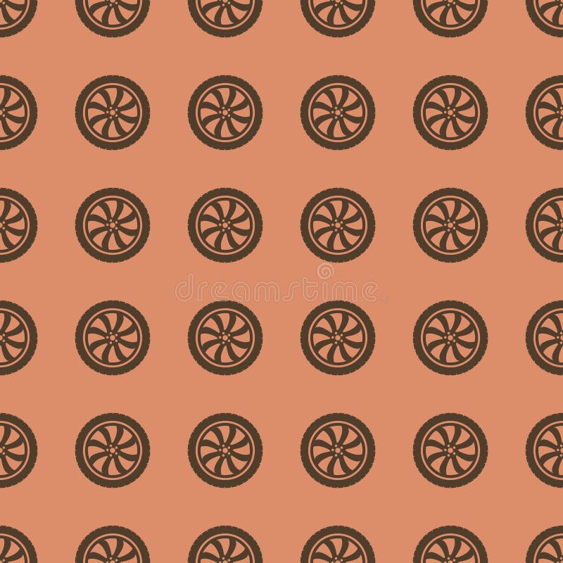 Car Wheel Vector Illustration on a Seamless Pattern Background Stock ...