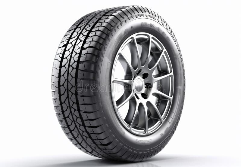 Car Wheel on a White Background. 3d Rendering. 3d Illustration. Stock ...