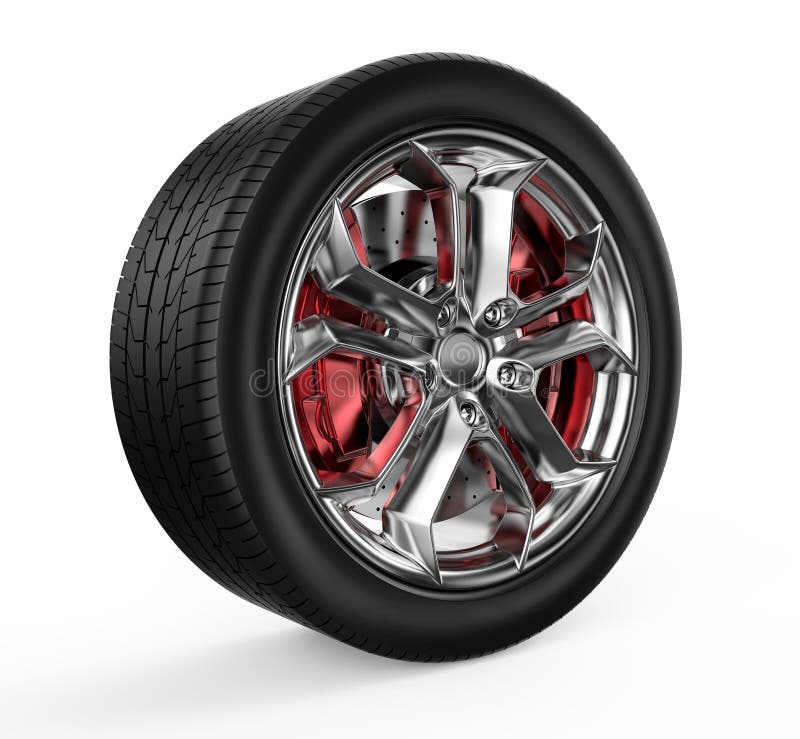 Car Wheel on a White Background Stock Illustration - Illustration of ...