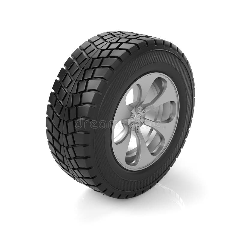 Car Wheel on a White Background Stock Illustration - Illustration of ...
