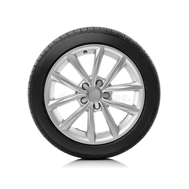 Car Wheel on White Background. Stock Image - Image of tread ...