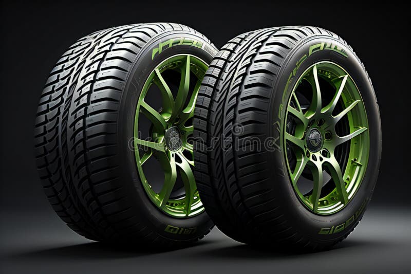 Car Wheels on Black Background. Ai Generated Stock Illustration ...