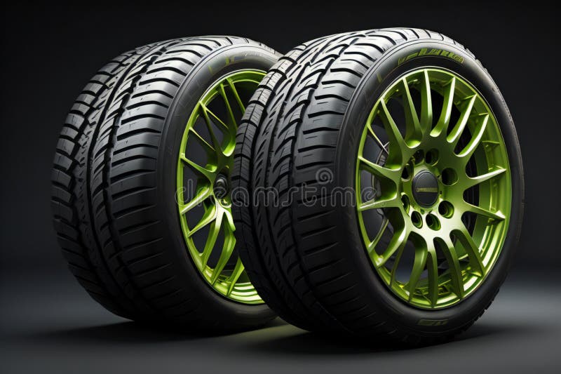 Car Wheels on Black Background. Generative Ai Stock Illustration ...