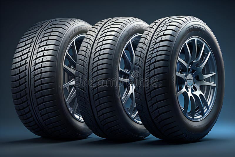 Car Wheels on a Blue Background. Generative Ai Stock Illustration ...