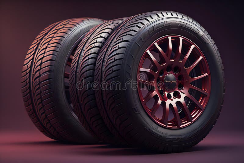 Car Wheels on a Dark Background with a Red Tint. Ai Generated Stock ...