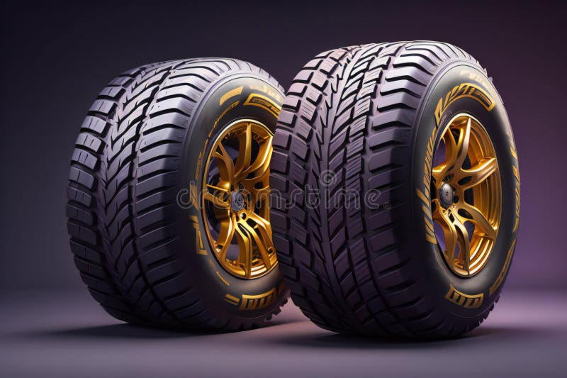 Car Wheels Isolated on a Dark Background. Side View Stock Illustration ...