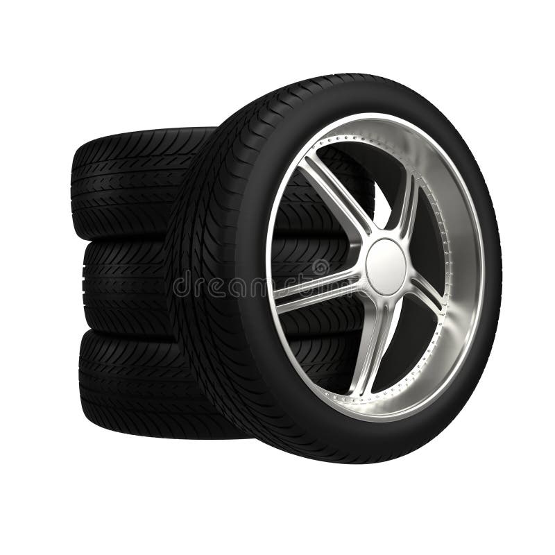 Car Wheels Isolated on White Background. Stock Illustration ...