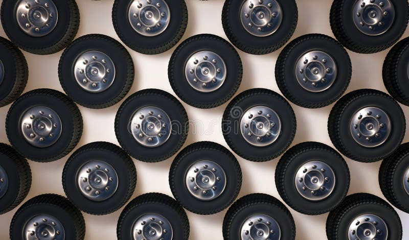 Car Wheels Isolated on White Background. Top View, 3D Render Stock ...