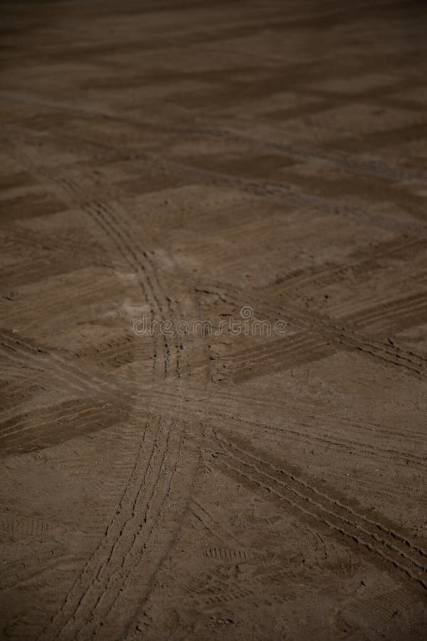 Car wheels marks on sand stock photo. Image of road - 150906870