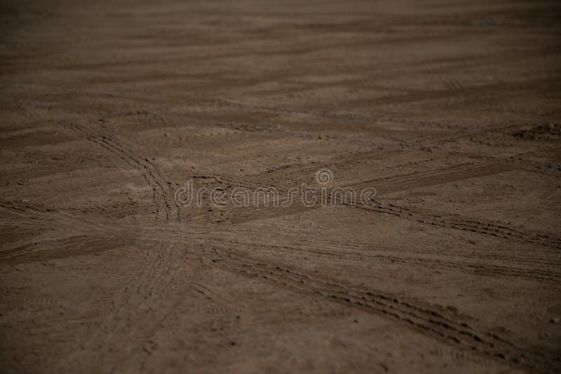 Car wheels marks on sand stock image. Image of nature - 150906893