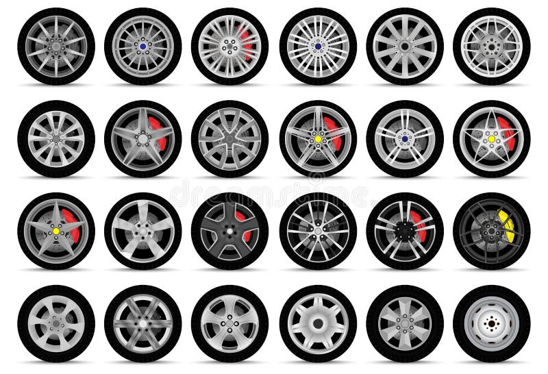 Car wheels set stock illustration. Illustration of wheel - 103090650