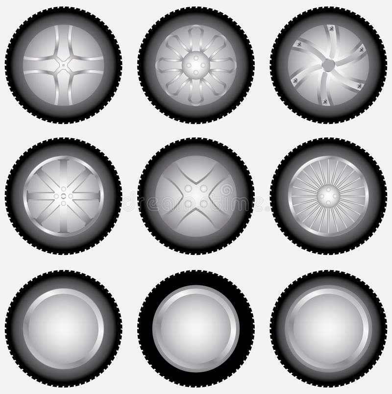 Car wheels set design stock vector. Illustration of pictogram - 19940935