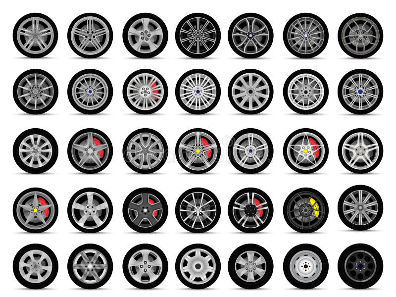 Car wheels set. stock vector. Illustration of tyre, auto - 103423580