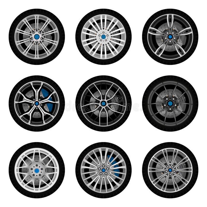 Car wheels set stock illustration. Illustration of race - 180676749