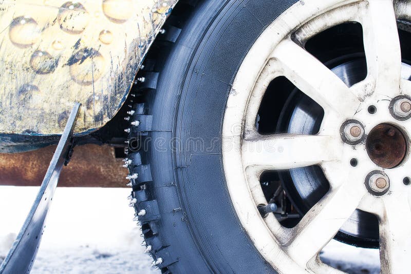 Car wheels with spikes stock image. Image of spikes, rubber - 79982113